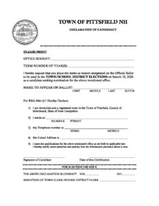 Declaration of Candidacy Form – Pittsfield School District SAU#51